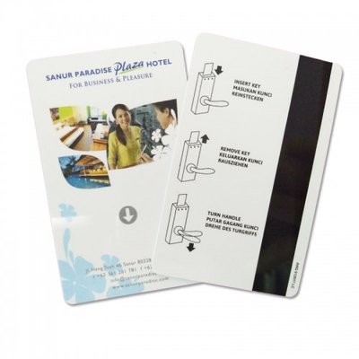 PVC Thin Rfid Magnetic Data Cards , Hotel Door Magnetic Id Card Cmyk Offset Printing