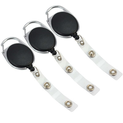 Black ID Card Accessories Retractable Id Badge Reels Belt Clip For Plastic Card Packing