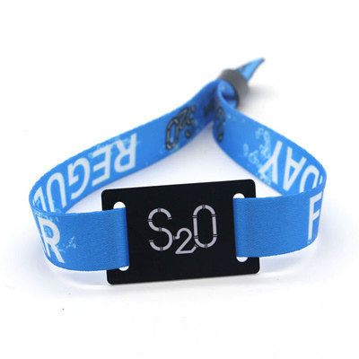 Fashionable Design Letter Print 13.56 Mhz Fabric Rfid Woven Wristband With High Comfortability For Access Control
