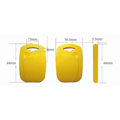 Unique Shape Customized Yellow Long Range Passive RFID Keychain NFC Key Fob Tag with Double Chip For Door Access